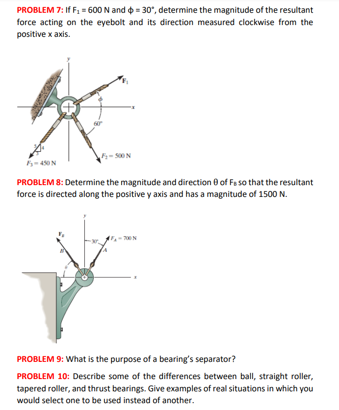 PROBLEM 7: If F1=600 N and ϕ=30∘, determine the | Chegg.com