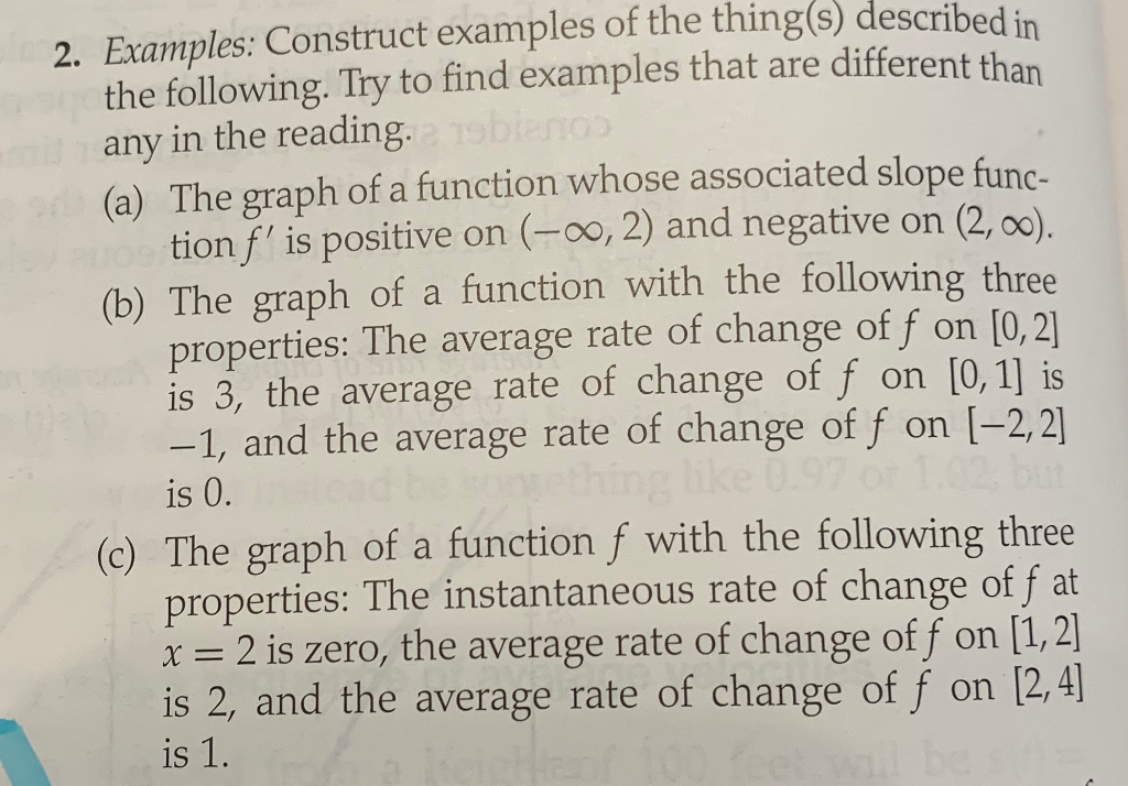 Solved 2. Examples: Construct examples of the thing(s) | Chegg.com