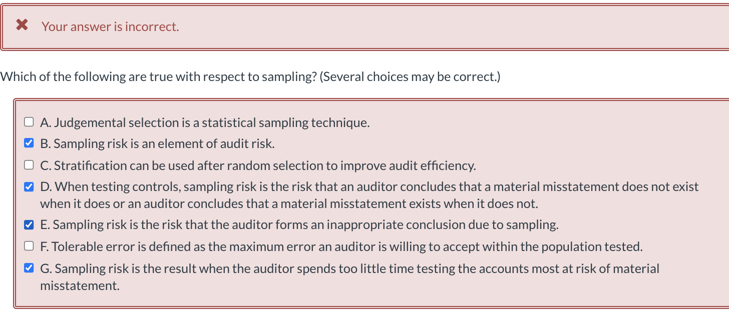 Solved X Your answer is incorrect. Which of the following | Chegg.com