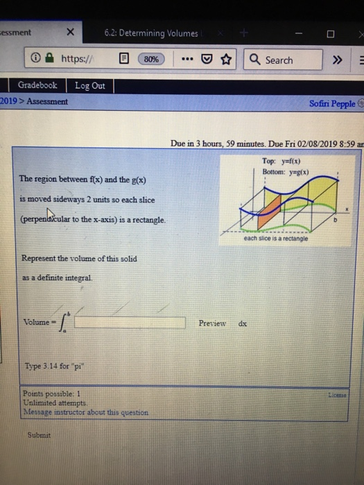 Solved essment 6.2: Determining Volumes ⓘ슐 https:// 目 (80% ) | Chegg.com