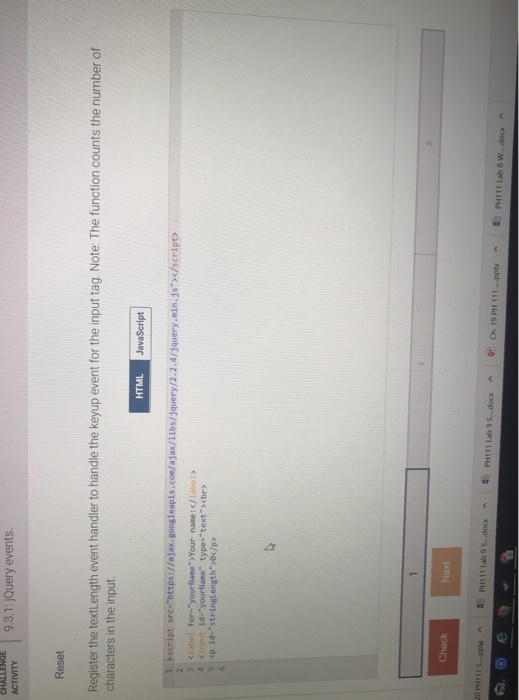 Solved ACI93.1.jQuery events. Reset Register the textlength | Chegg.com