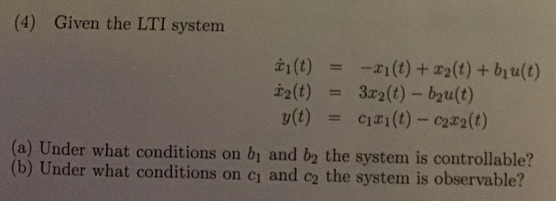 Solved (4) Given the LTI system | Chegg.com