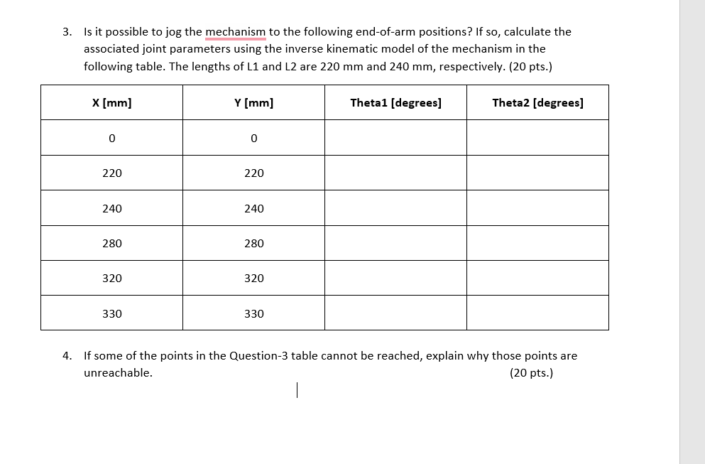 Solved 3. Is it possible to jog the mechanism to the | Chegg.com