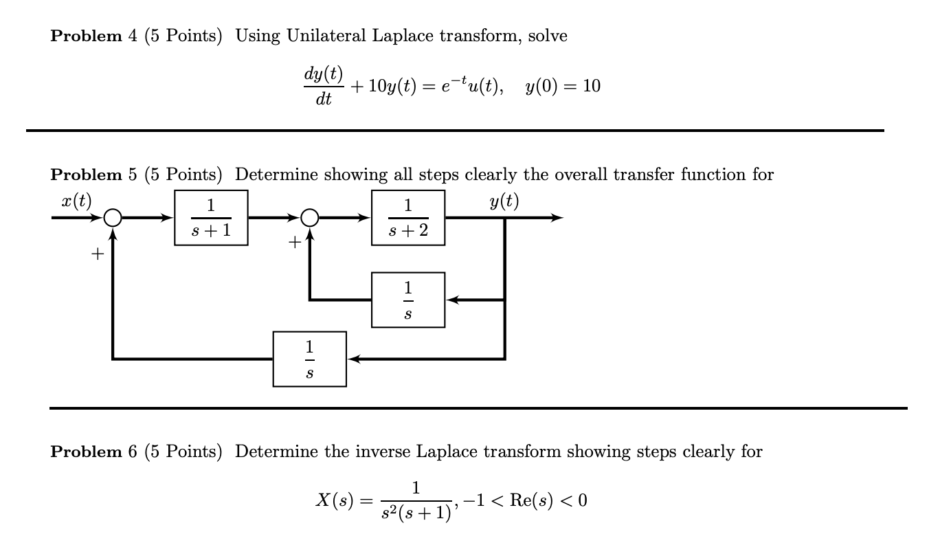 Solved Problem 4 (5 Points) Using Unilateral Laplace | Chegg.com