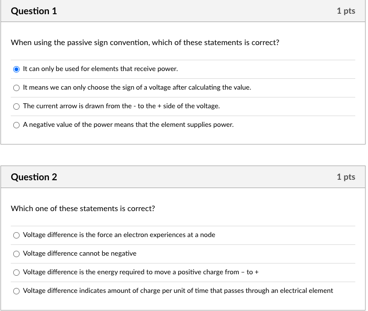 Solved When using the passive sign convention, which of | Chegg.com