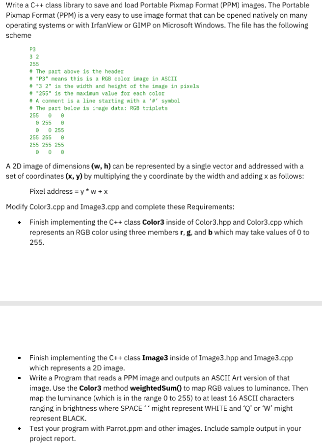 c++ ppm to ascii sorry that i can't attach files, it | Chegg.com