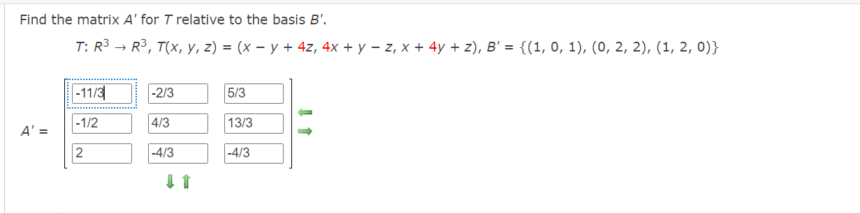 Solved Find the matrix A′ for T relative to the basis B′. | Chegg.com