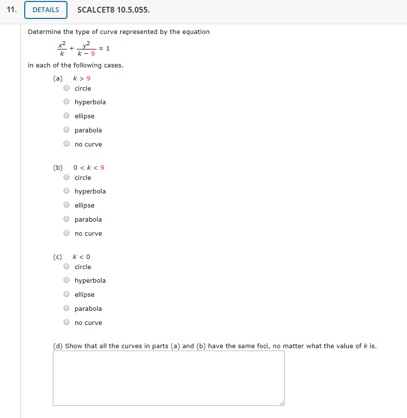 Solved 11. DETAILS SCALCET8 10.5.055. + = 1 Determine the | Chegg.com
