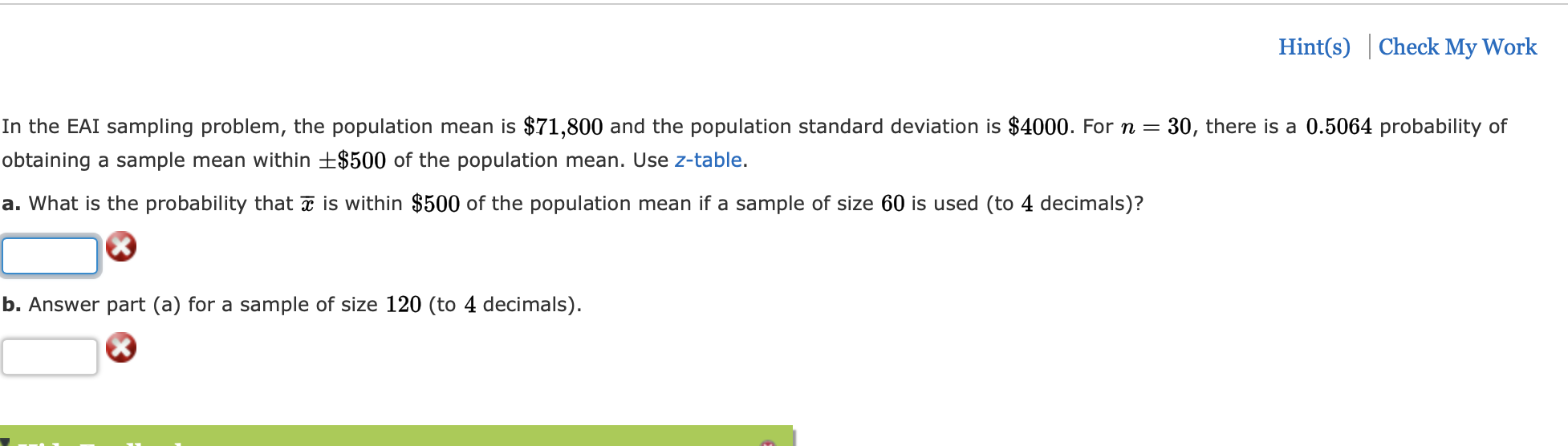 Solved Hint(s) Check My Work In the EAI sampling problem, | Chegg.com