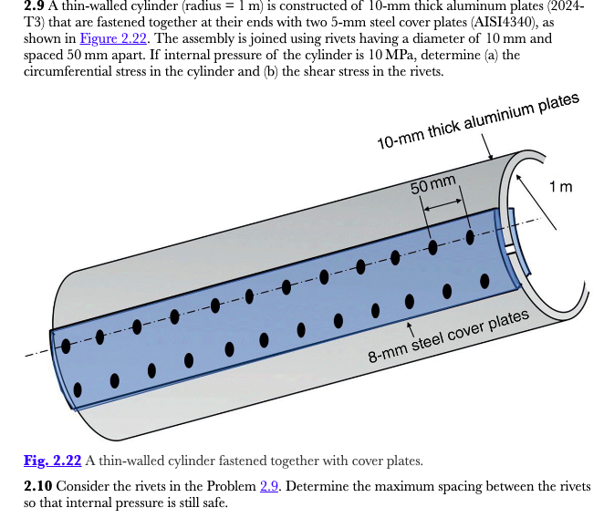 Solved 2 9 A Thin Walled Cylinder Radius 1 M Is