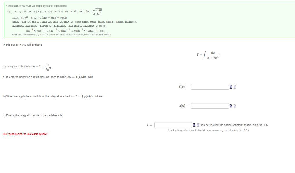 Solved In this question you must use Maple syntax for | Chegg.com