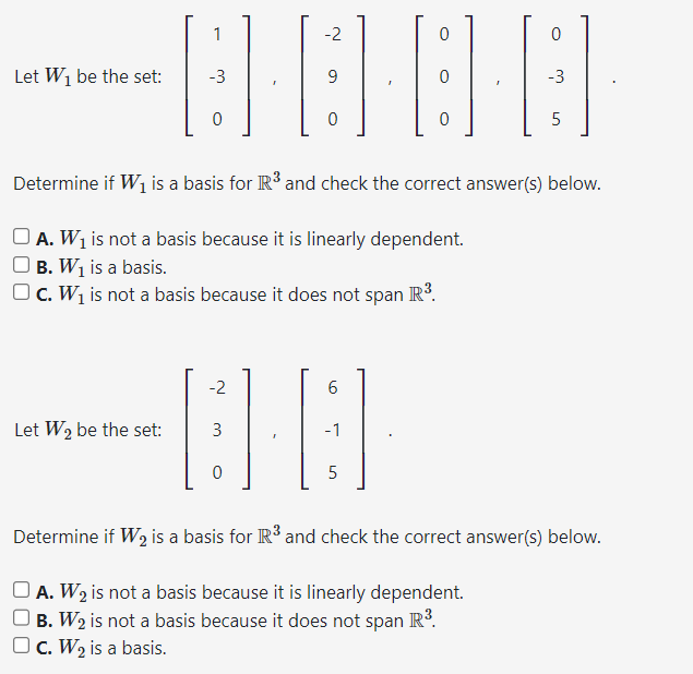 Solved Let W1 be the set: | Chegg.com