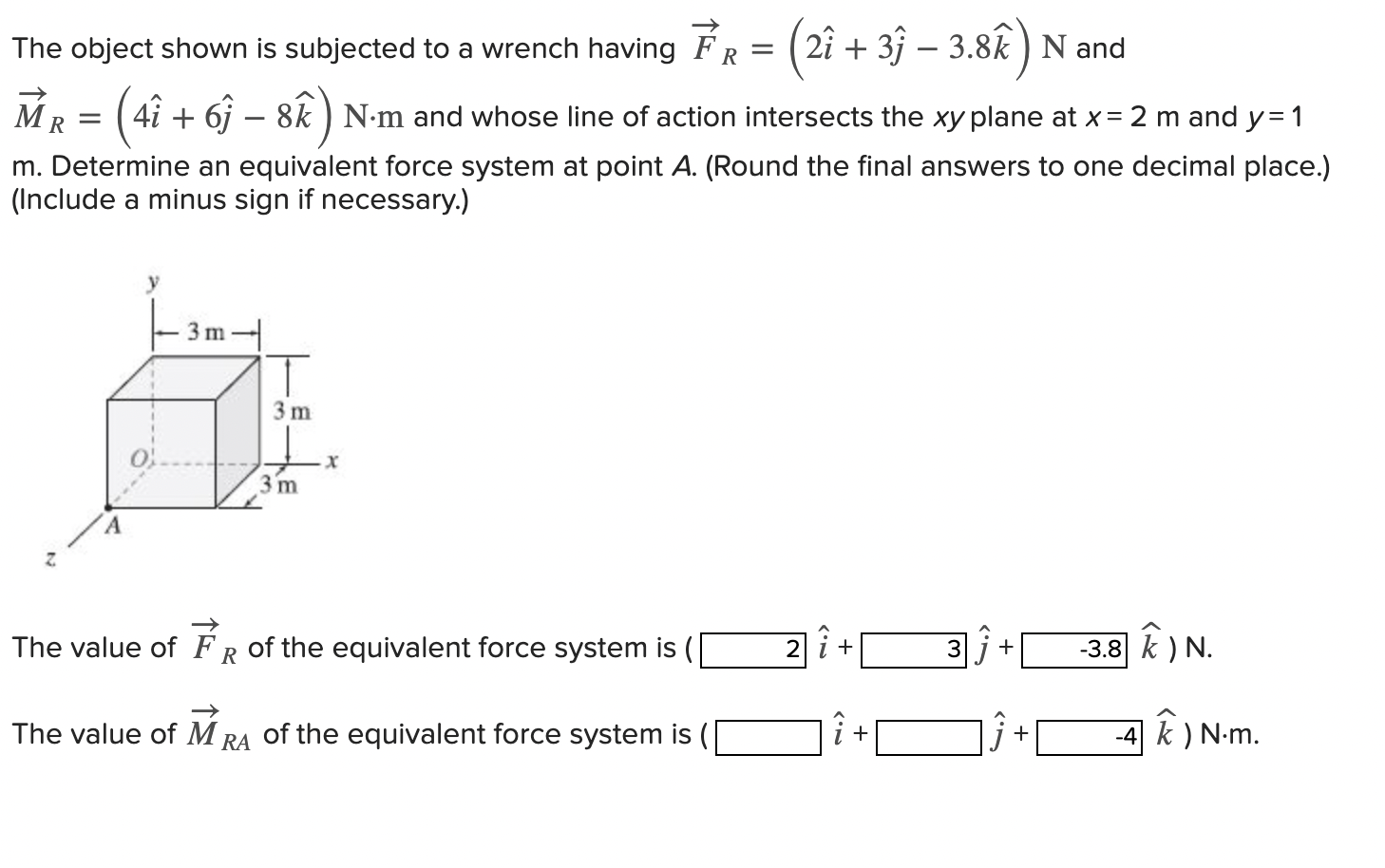 Solved The object shown is subjected to a wrench having | Chegg.com