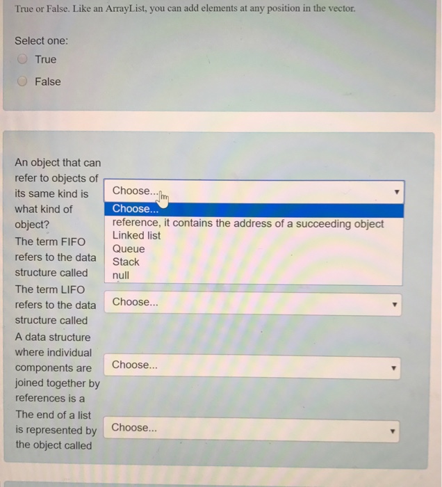 Solved True Or False Like An Arraylist You Can Add