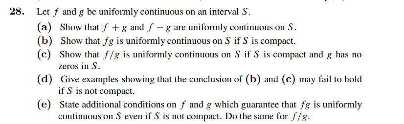 Solved 28. Let f and g be uniformly continuous on an | Chegg.com
