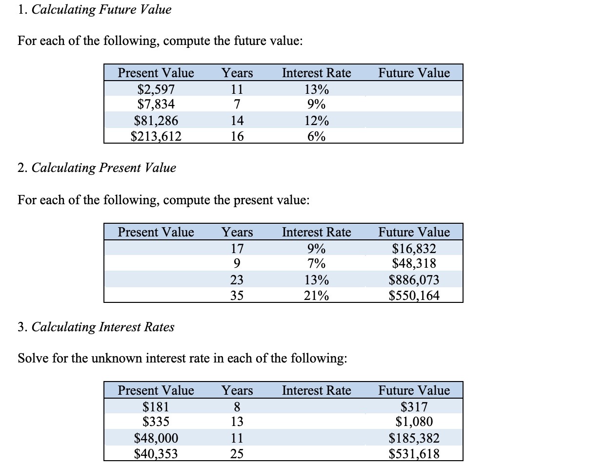 Solved Calculating Future ValueFor each of the following, | Chegg.com
