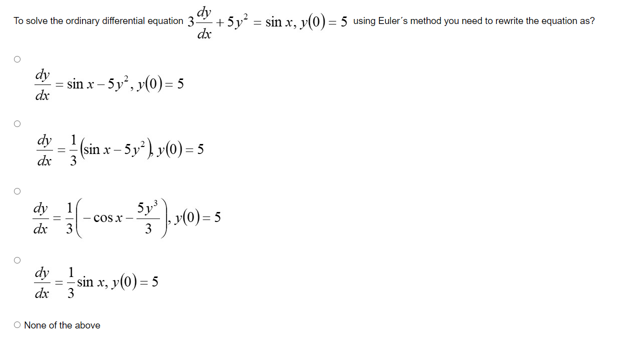 Solved To solve the ordinary differential equation | Chegg.com