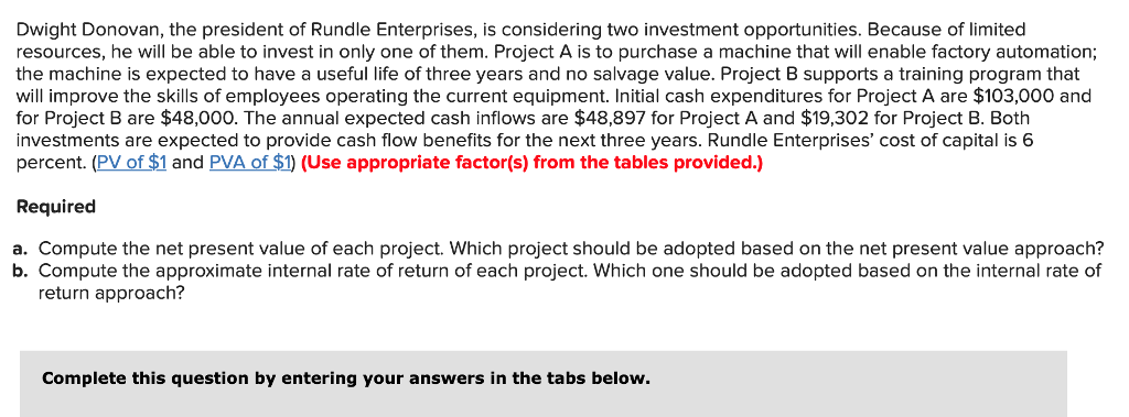 Solved Dwight Donovan, the president of Rundle Enterprises, | Chegg.com