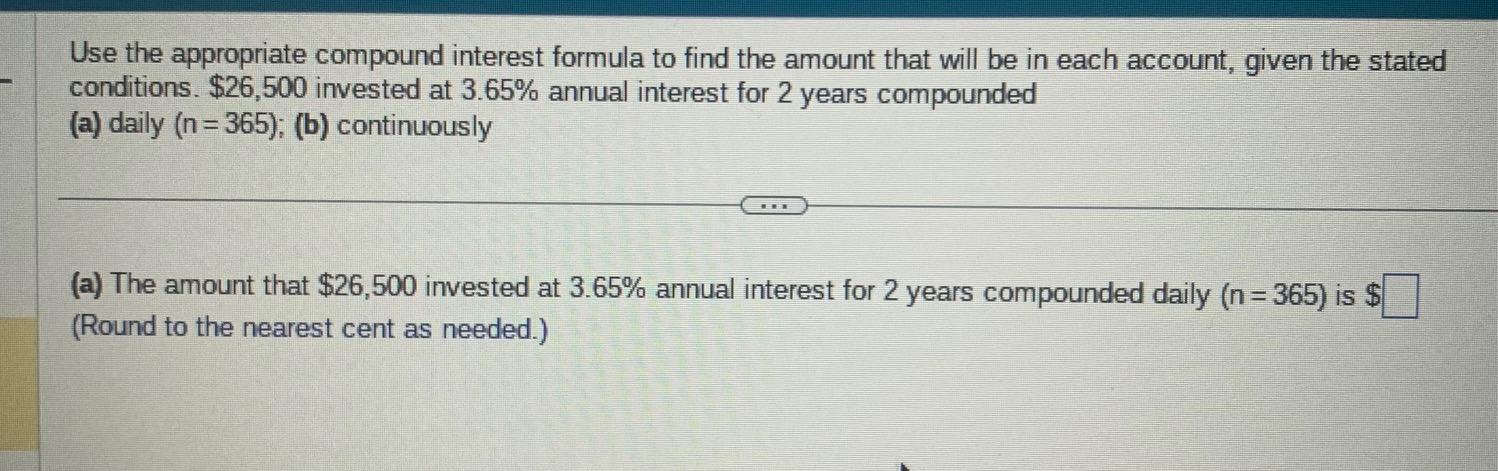 Solved Use the appropriate compound interest formula to find | Chegg.com