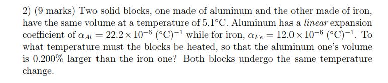 Solved Two solid blocks, one made of aluminum and the other | Chegg.com