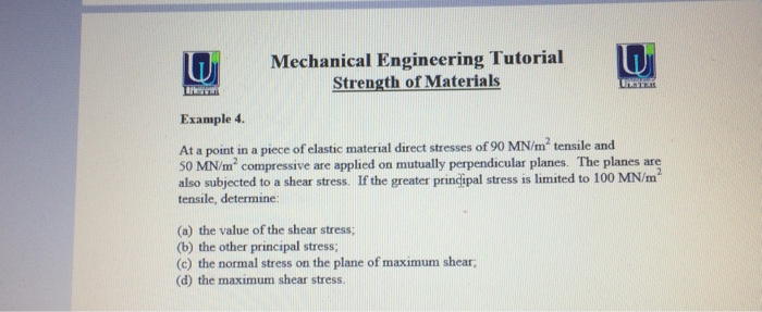Solved Mechanical Engineering Tutorial Strength of Materials | Chegg.com