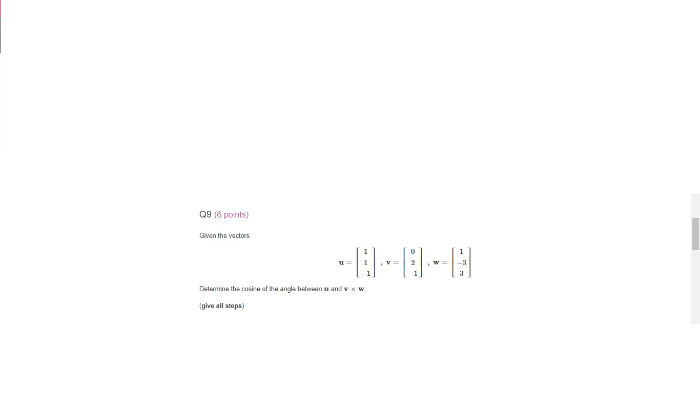 Solved Q9 (6 points) Given the vectors --0)----O: Determine | Chegg.com