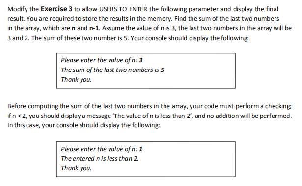 Solved Exercise 3 1. Type the instructions below into your | Chegg.com