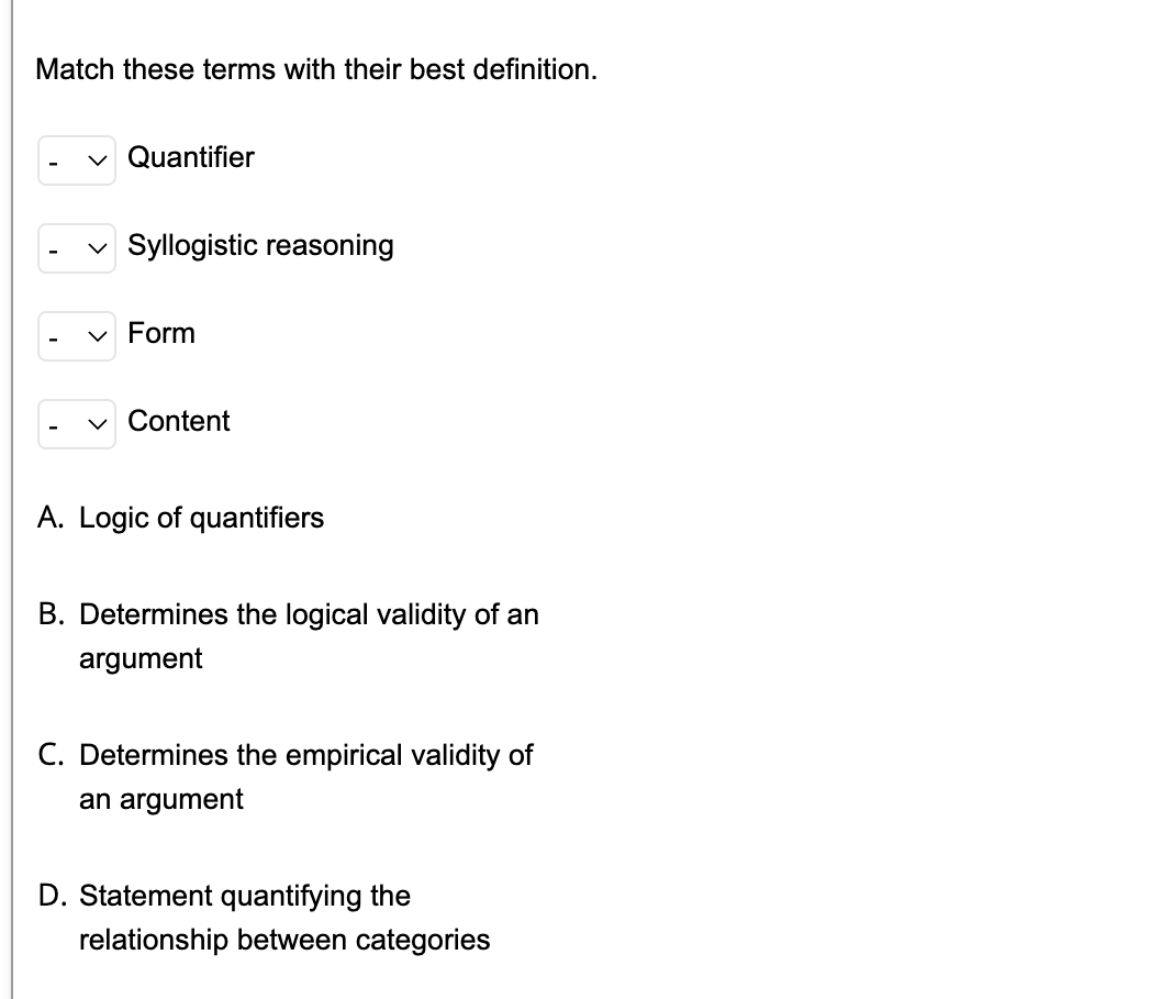 Solved Match these terms with their best | Chegg.com