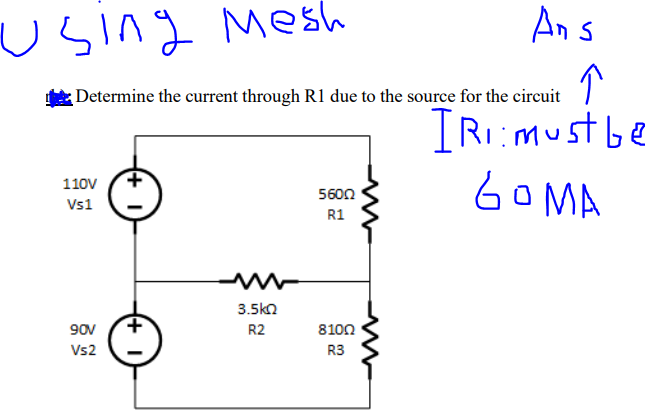 Solved Determine The Current Through R1 Due To The Source