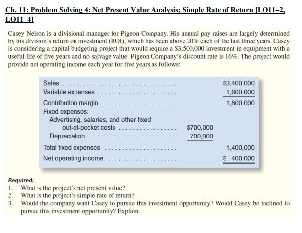Solved Ch. 11: Problem Solving 4: Net Present Value | Chegg.com