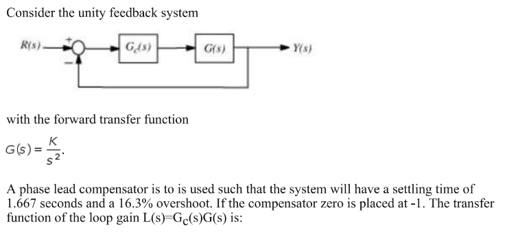 Solved Consider the unity feedback system with the forward | Chegg.com