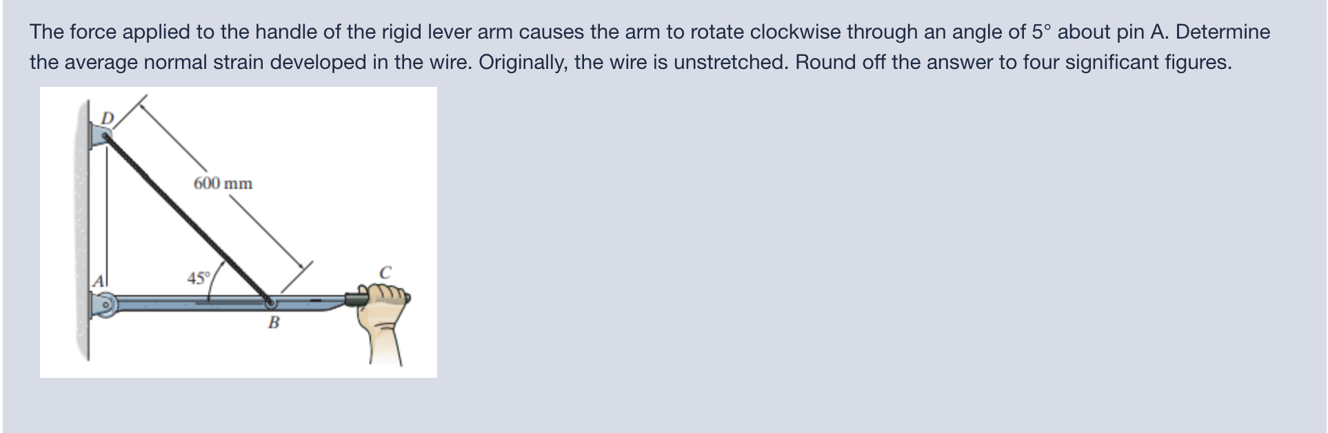 Solved The force applied to the handle of the rigid lever | Chegg.com