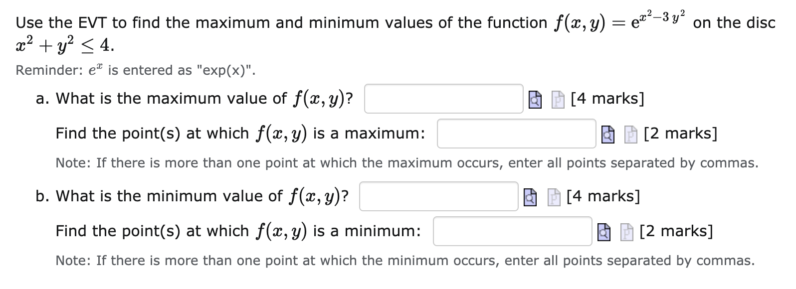 Solved Use the EVT to find the maximum and minimum values of | Chegg.com