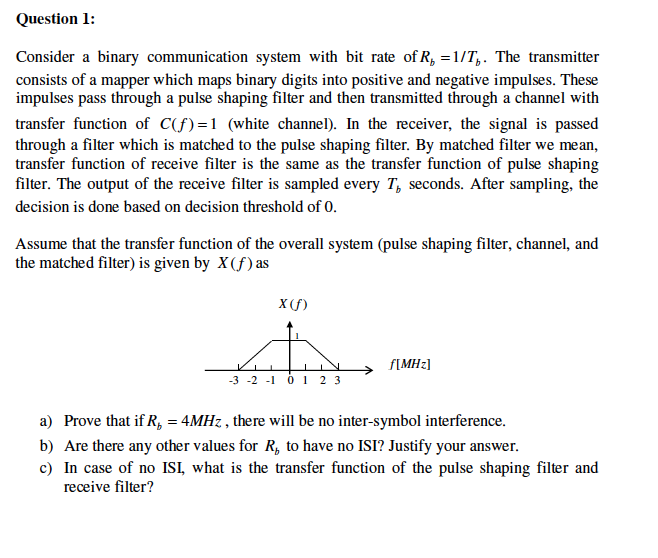 Solved Question 1: Consider a binary communication system | Chegg.com