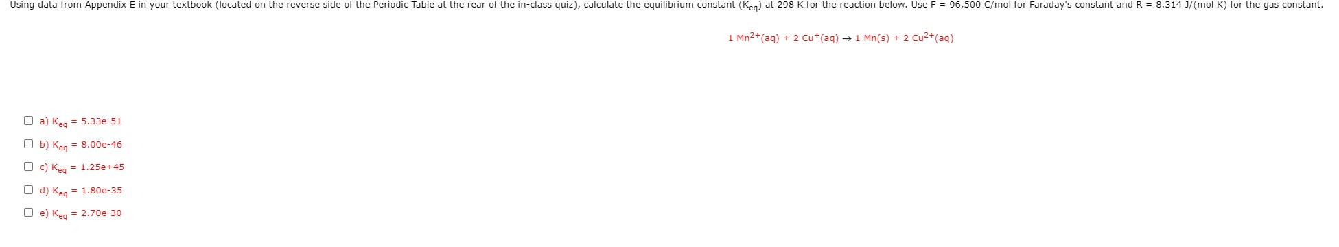 Solved Using data from Appendix E in your textbook (located | Chegg.com