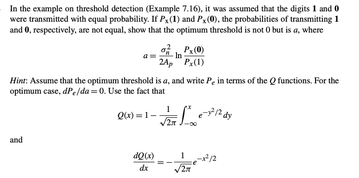 Solved For a polar binary communication system, each error | Chegg.com