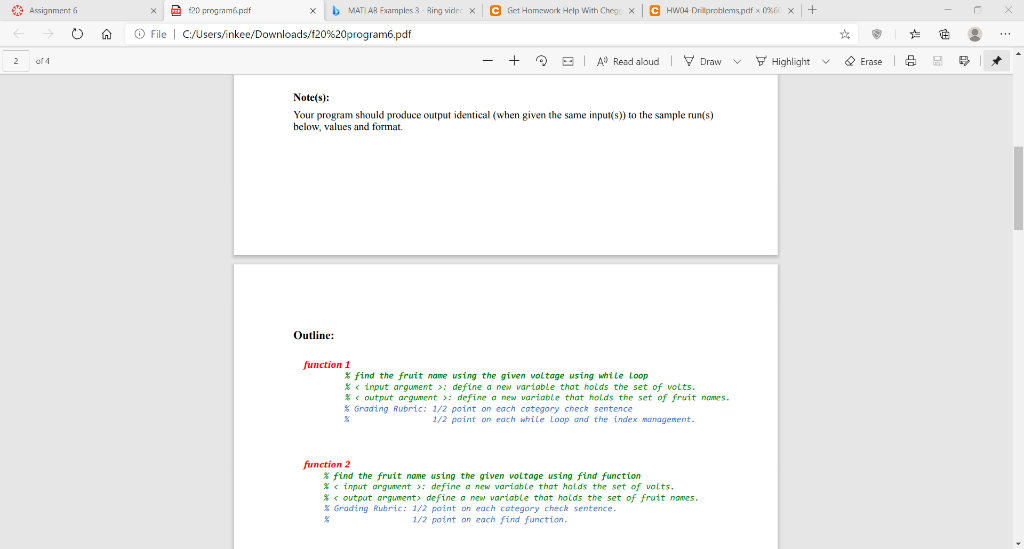 CS240 Intro Engineering Programming: Fall 2020Program | Chegg.com