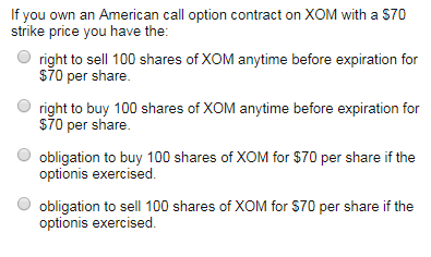 Solved If you own an American call option contract on XOM | Chegg.com