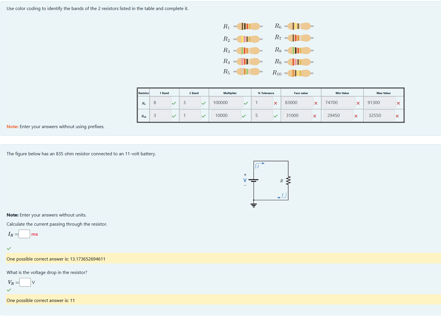 Solved Use color coding to identify the bands of the 2 | Chegg.com