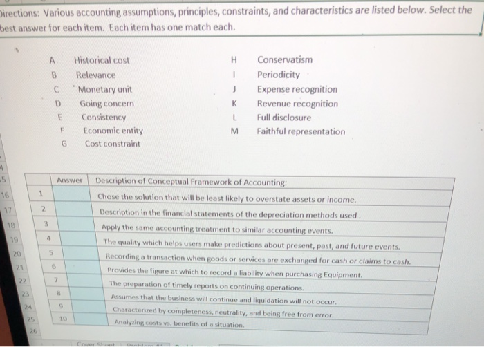 Solved irections: Various accounting assumptions, | Chegg.com Solved irections: Various accounting assumptions, | Chegg.com