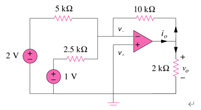 Solved Calculate v-, v+, vo, and i0 in the circuit below, | Chegg.com