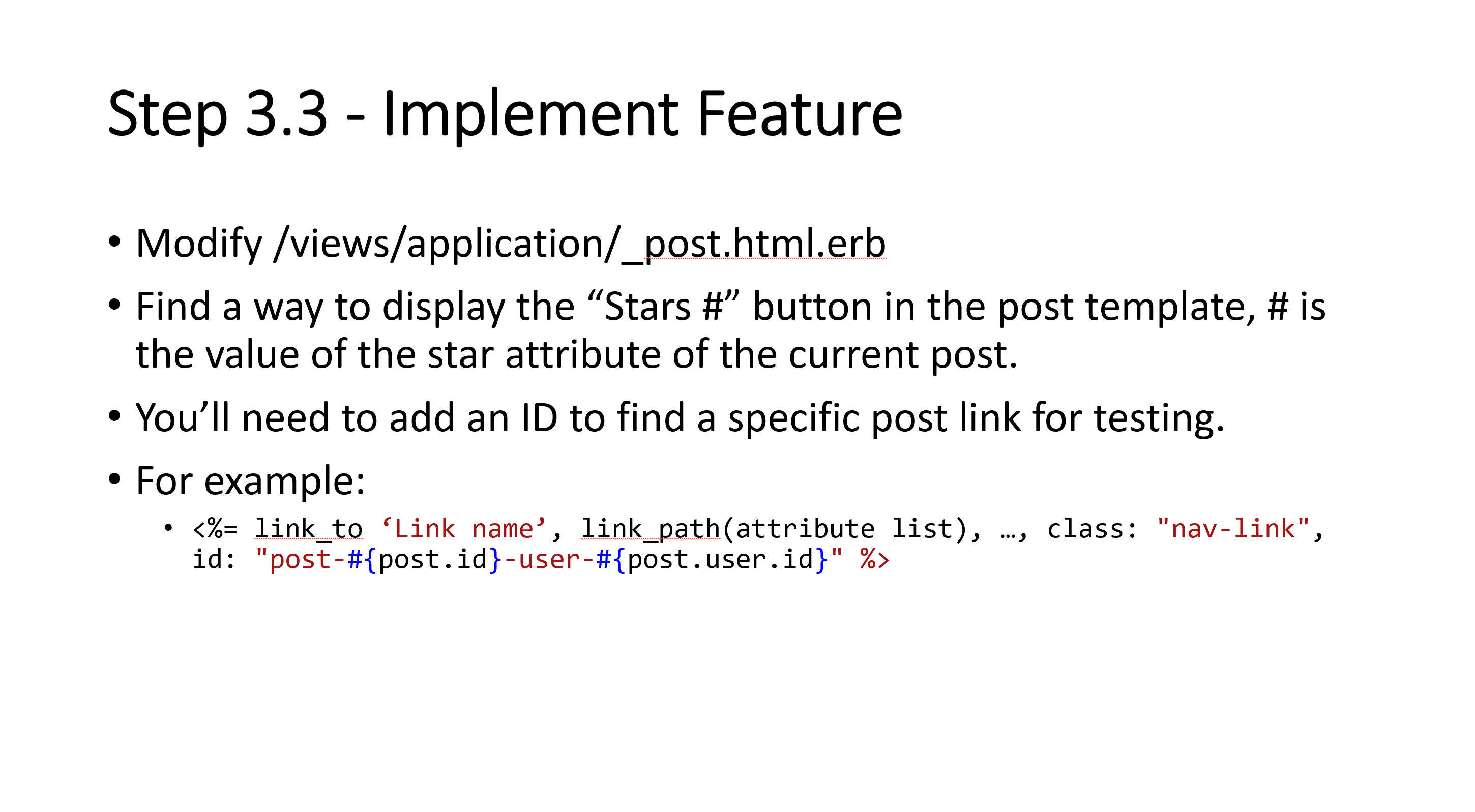 Solved Add the ability to star a post. I already did step | Chegg.com