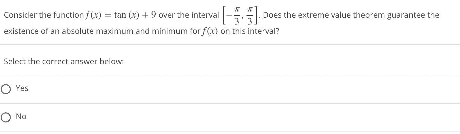 Solved TT л Consider the function f(x) = tan (x) + 9 over | Chegg.com