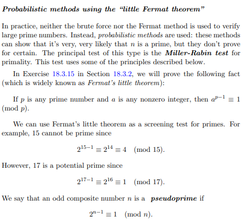 Solved Probabilistic methods using the "little Fermat | Chegg.com