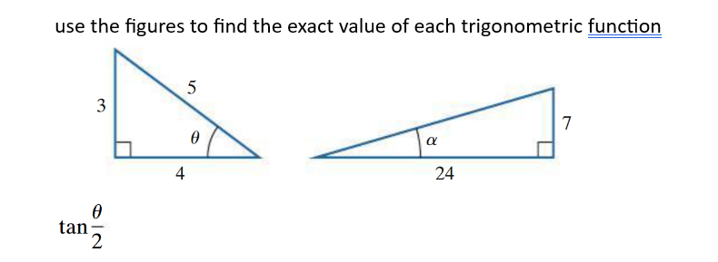 Solved use the figures to find the exact value of each | Chegg.com