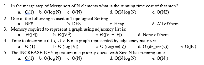 Solved C 1. In the merge step of Merge sort of N elements | Chegg.com