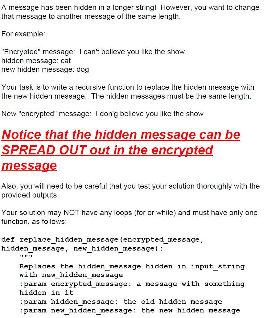 Solved A message has been hidden in a longer string! | Chegg.com