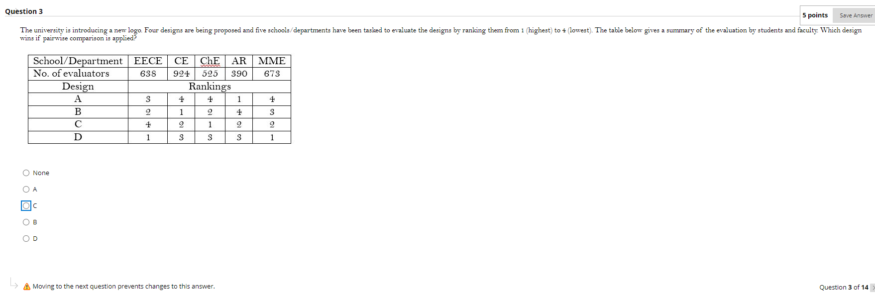 Solved Question 3 5 points Save Answer The university is | Chegg.com