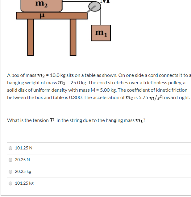 Solved m A box of mass m2 = 10.0 kg sits on a table as | Chegg.com
