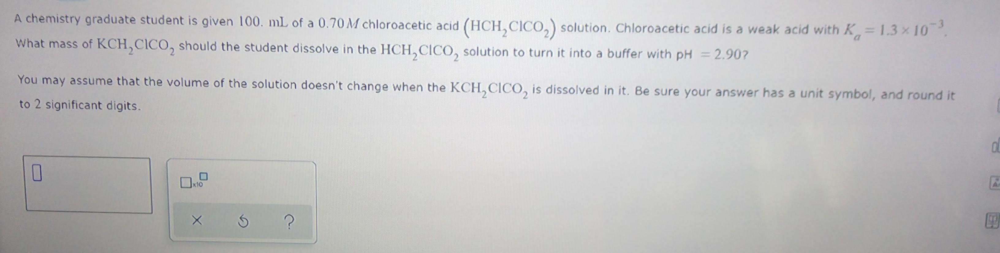 Solved A chemistry graduate student is given 100. mL of a | Chegg.com